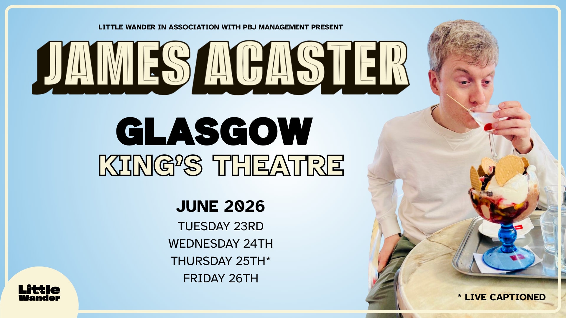 James Acaster Tickets | King's Theatre, Glasgow in Glasgow | ATG Tickets